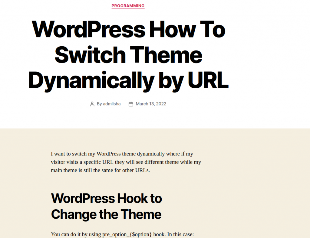 WordPress How To Switch Theme Dynamically by URL - My Awesome Moments