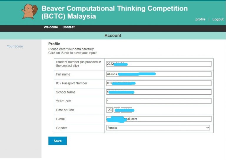 Liesha first Beaver Malaysia Competition Online – Cadet Level - My ...