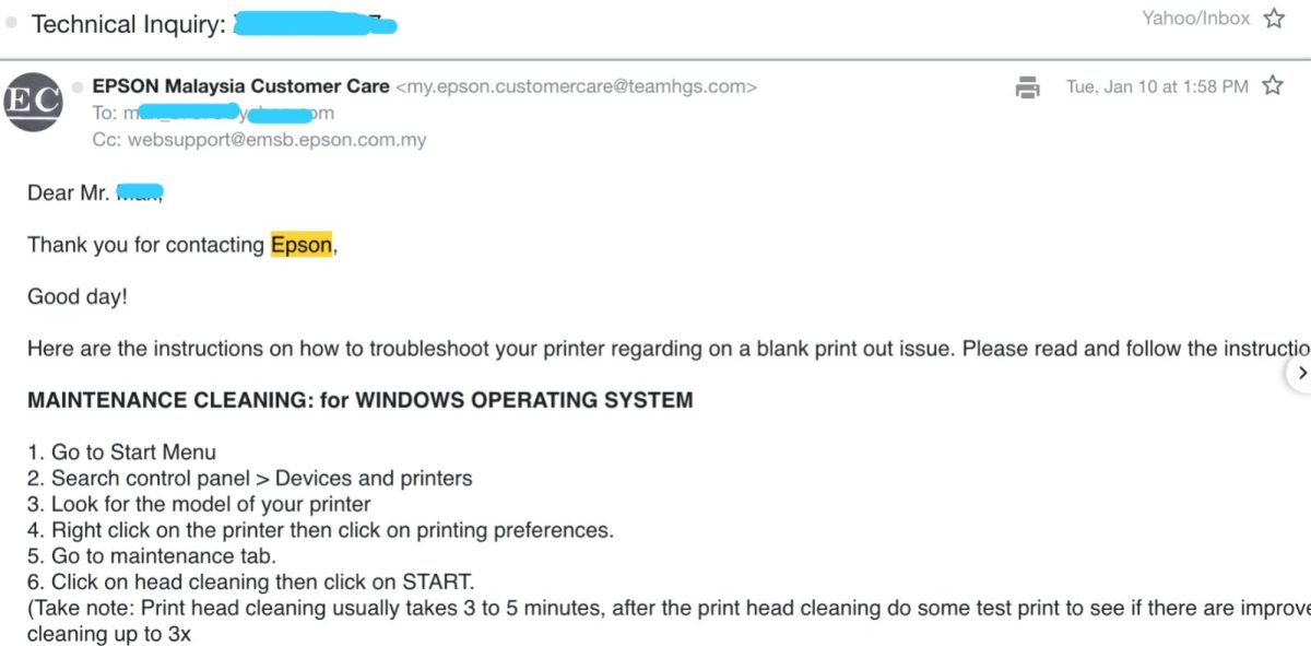 Epson Printer Warranty Support - My Awesome Moments